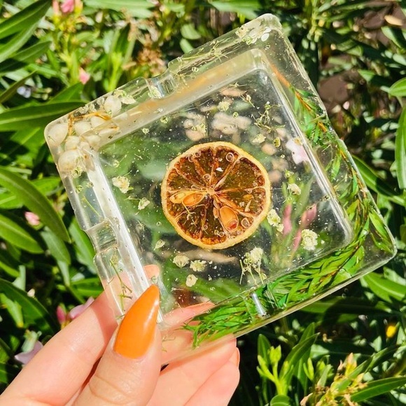 Handmade | Art | Handmade Clear Resin Square Lemon Fruit Nature Plant ...